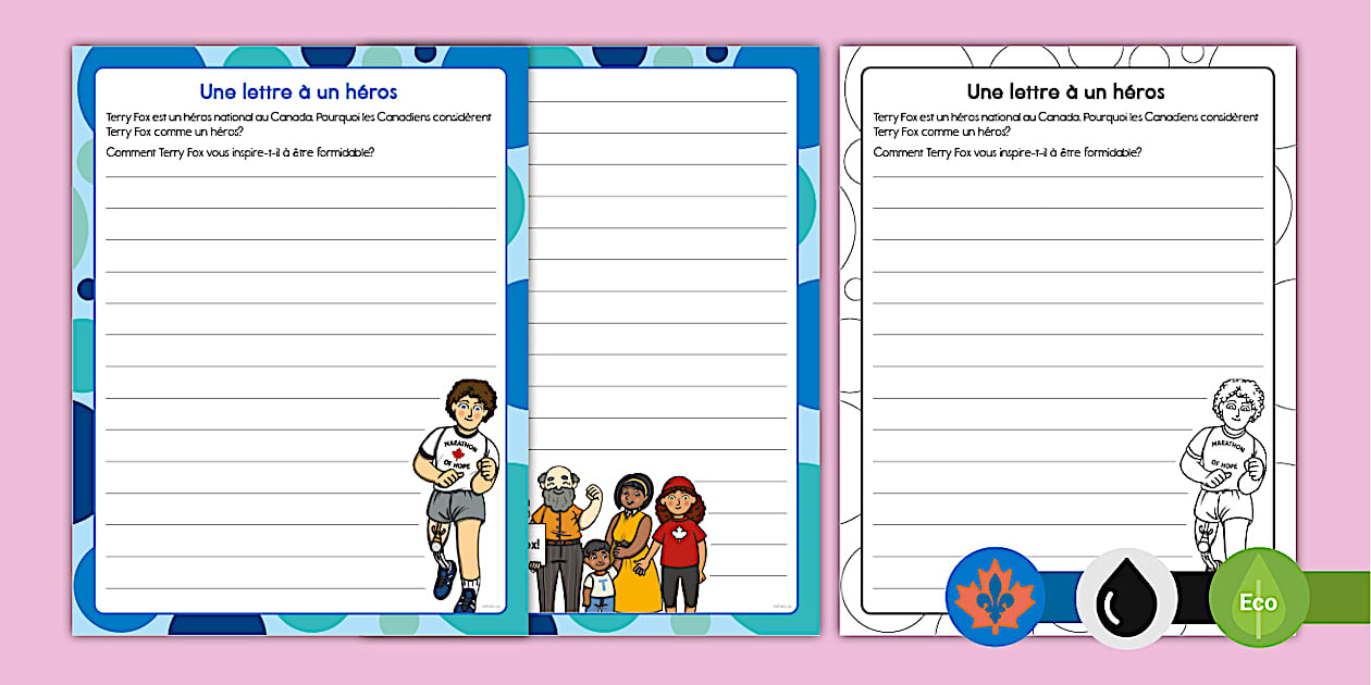 Primary Terry Fox Hero Writing Activity French - Twinkl