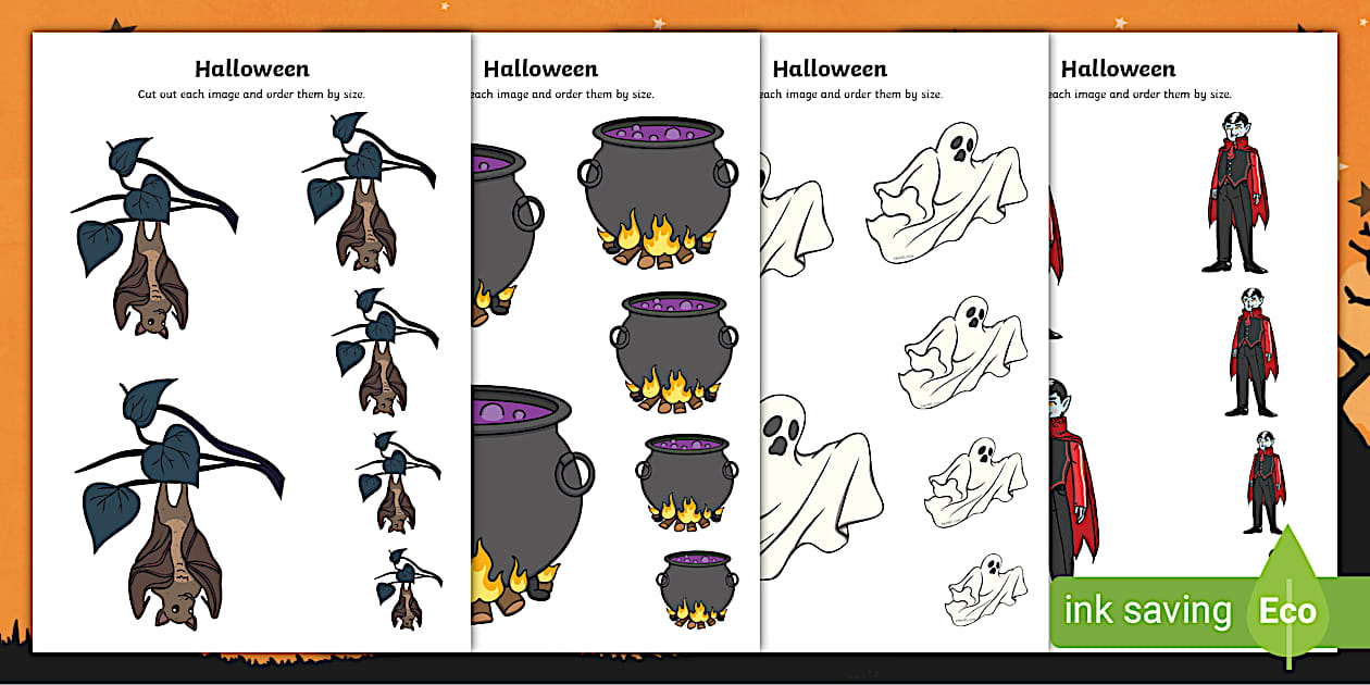 Halloween Size Ordering (teacher made) - Twinkl