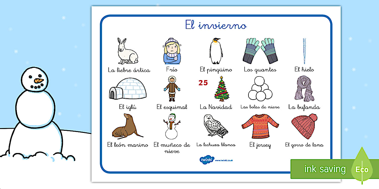 El invierno Tapiz de vocabulario | Recursos | Twinkl