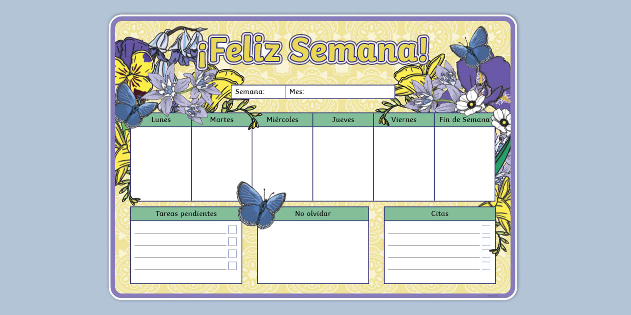 Planificador Semanal: Diseño Primaveral - Twinkl
