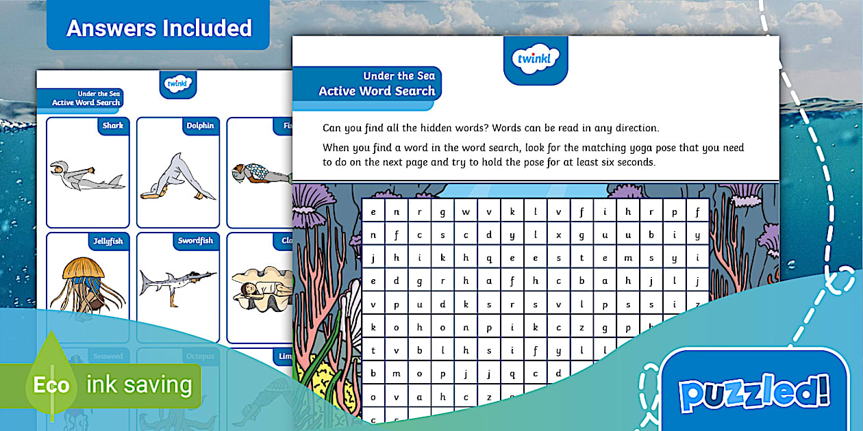 Under the Sea Active Word Search Puzzle - Twinkl