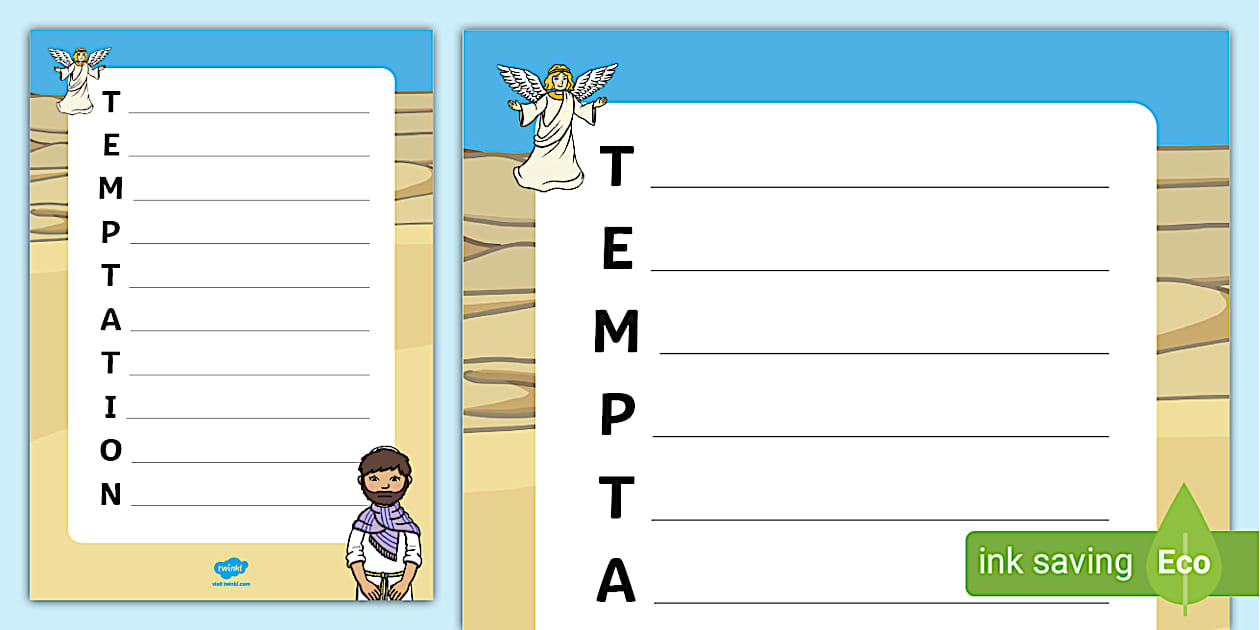 Temptation Acrostic Poem Template (teacher made) - Twinkl
