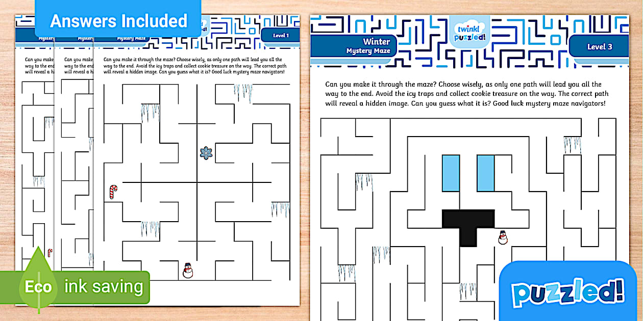 Winter Maze - Multiple Choice Challenge - Twinkl Puzzled