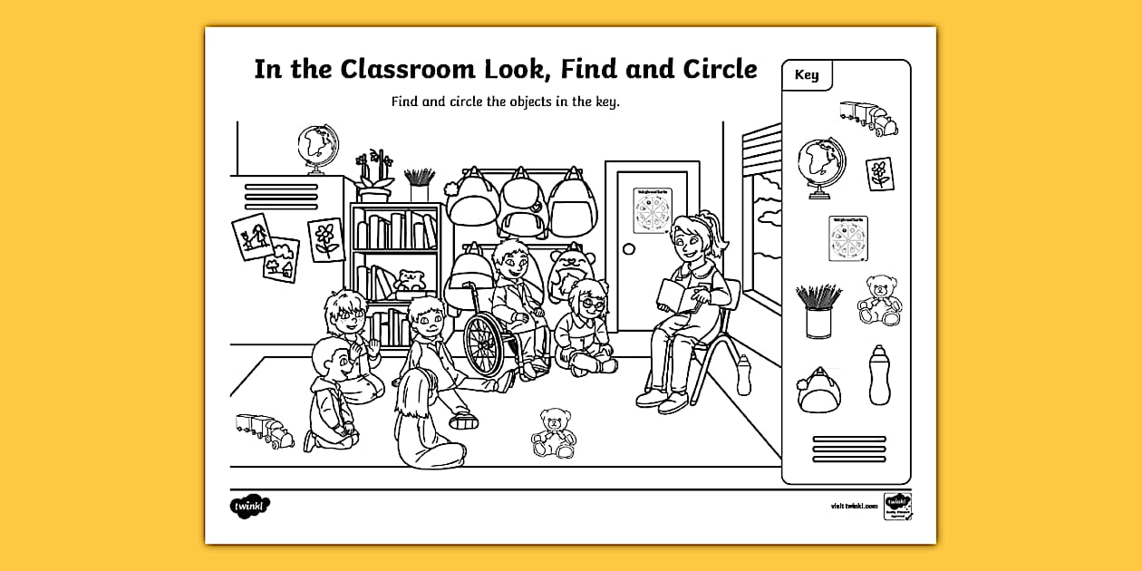 In the Classroom Look Find and Circle Activity | Twinkl EYFS