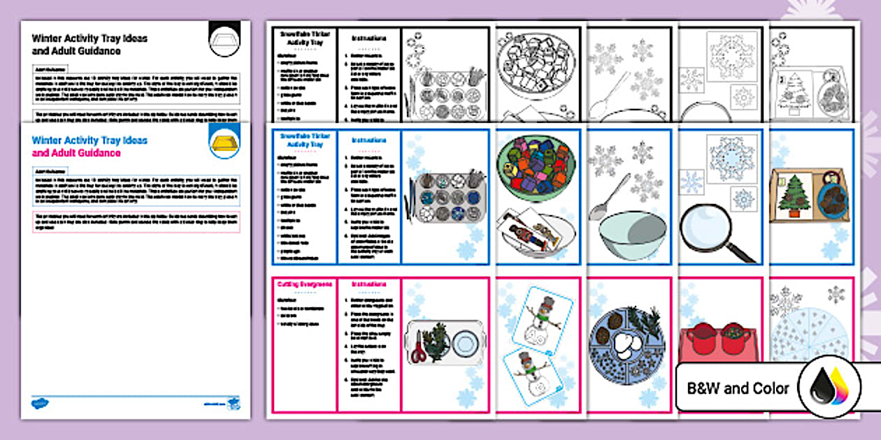 Winter Activity Worksheet Tray Ideas and Adult Guidance