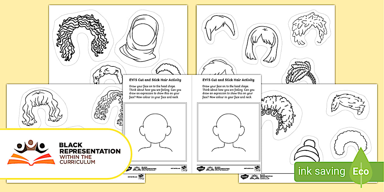 World Afro Day: EYFS Cut and Stick Hair Activity - Twinkl