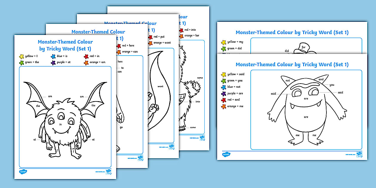 Monster-Themed Colour by Tricky Word (Set 1) (teacher made)