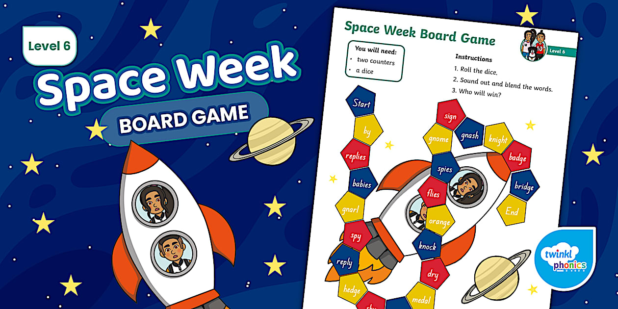 Twinkl Phonics Space Week Board Game - Level 6