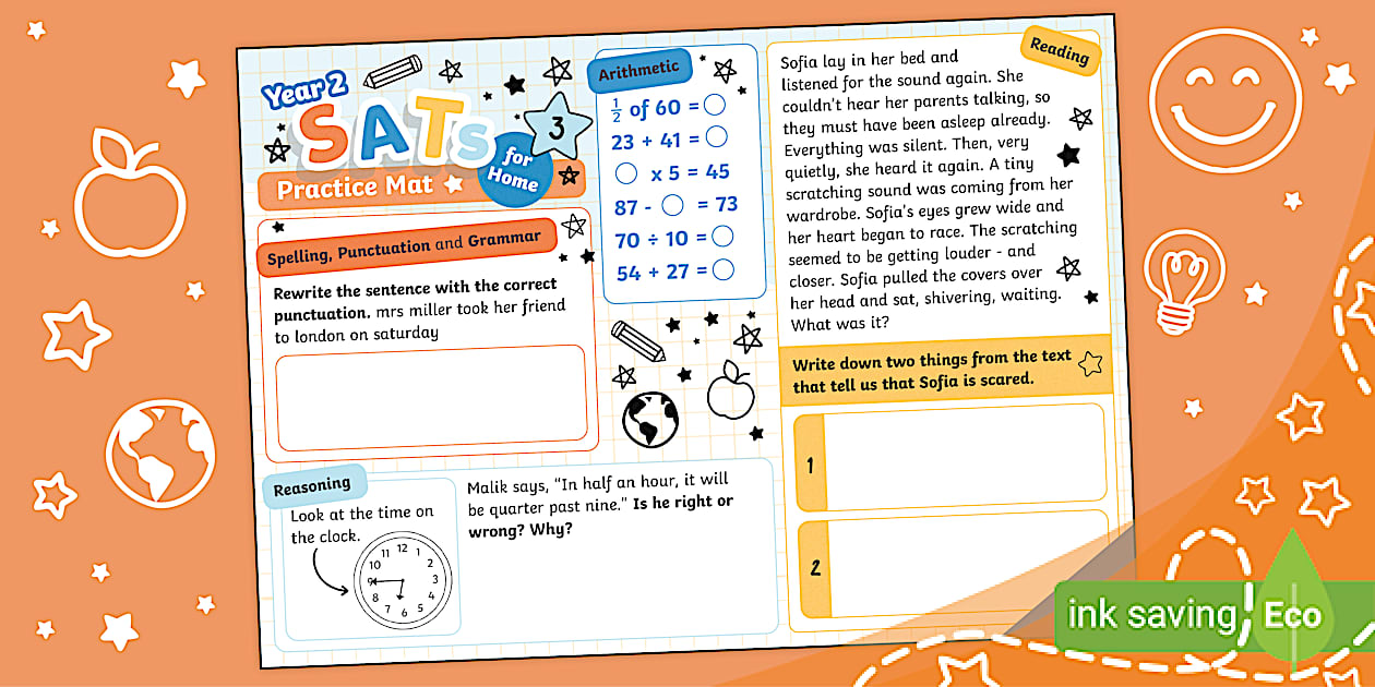 Year 2 SATs Practice Mat for Home 3 (Teacher-Made) - Twinkl