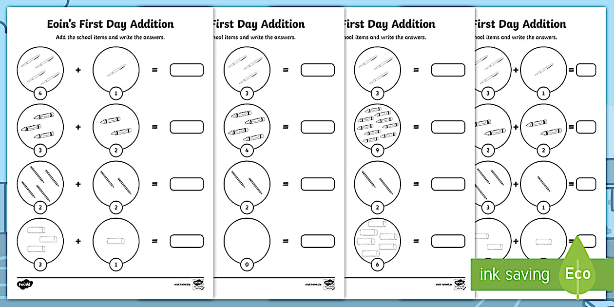 Exploring My World Aistear - Eoin's First Day Addition Differentiated