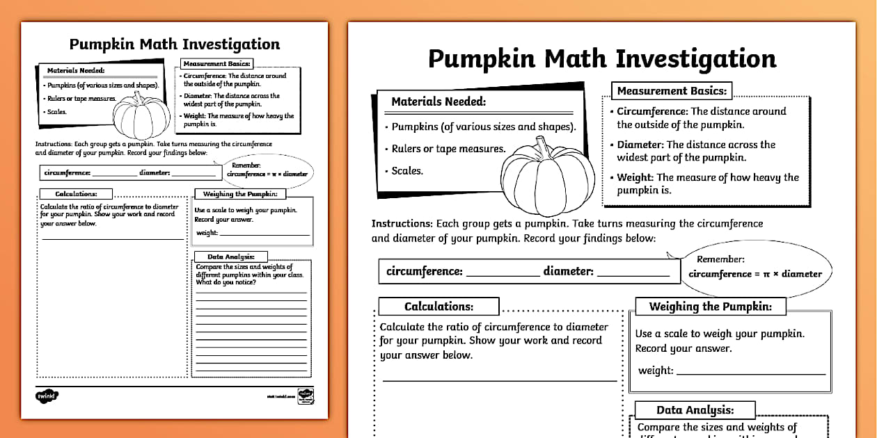 Fifth Grade Pumpkin Math STEAM Investigation (Teacher-Made)