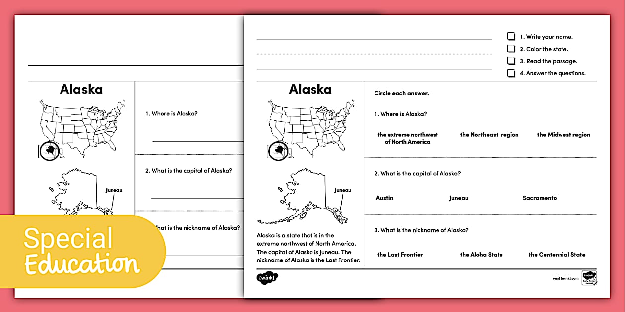 Alaska Adapted State Report Worksheet for Special Education