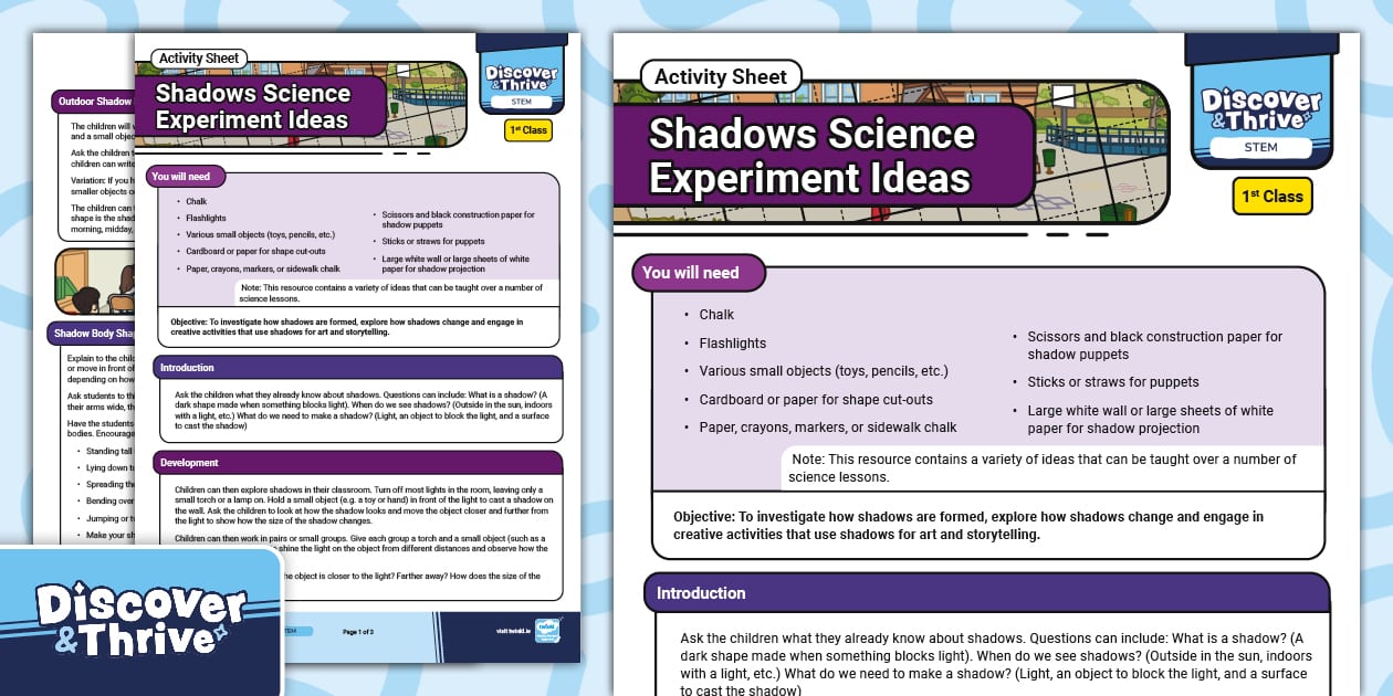 STEM My School Shadow Experiment Booklet - Twinkl