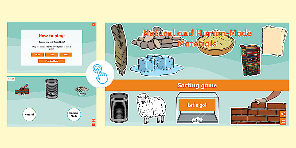 Natural or Human-Made Materials Interactive Sorting Activity