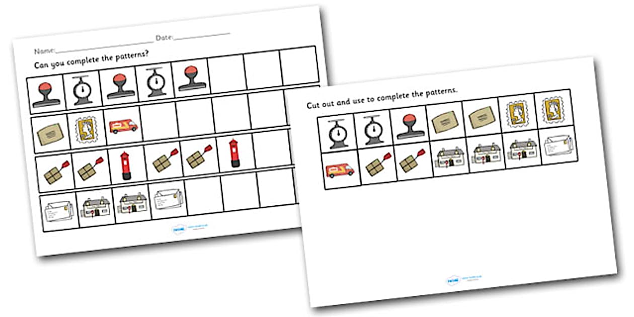 Post Office Pattern Worksheet / Worksheet Pack - Twinkl