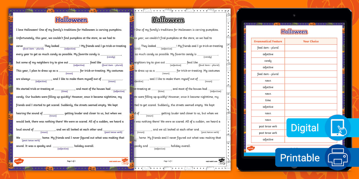 Halloween Laugh Libs for 6th-8th Grade (teacher made)