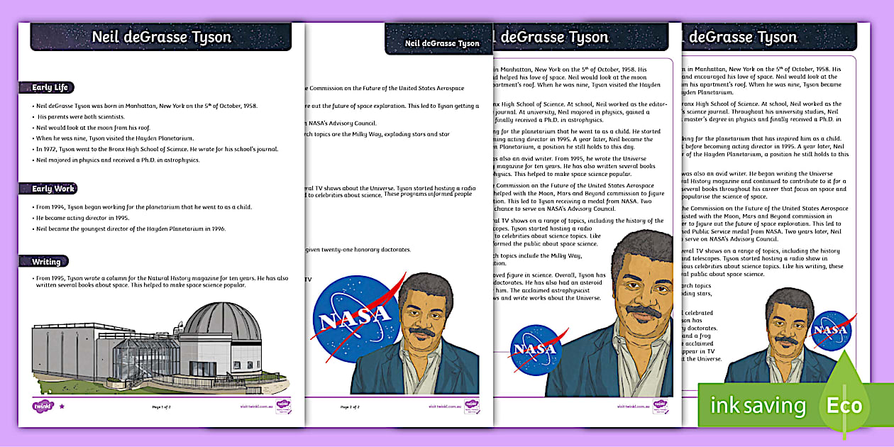 Neil deGrasse Tyson Differentiated Fact Files (Teacher-Made)