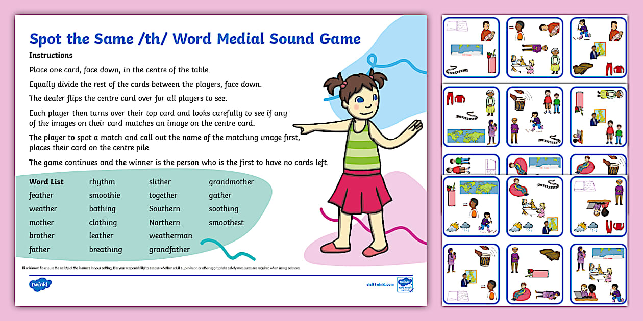 Spot the Same Voiced /th/ Word Medial Sound Game - Twinkl