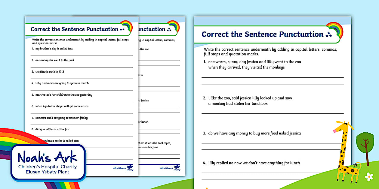 FREE! - Correct the Sentence Punctuation Activity Sheet