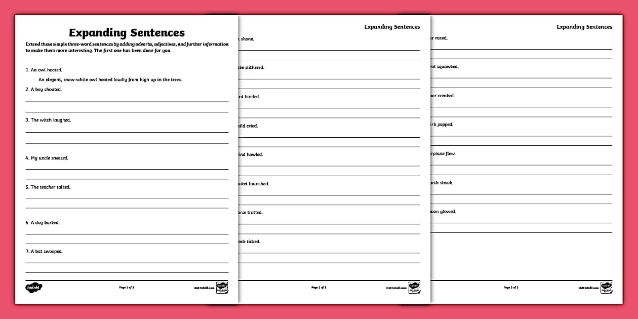 Expanding Sentences Worksheets | ELA Resources | Twinkl USA