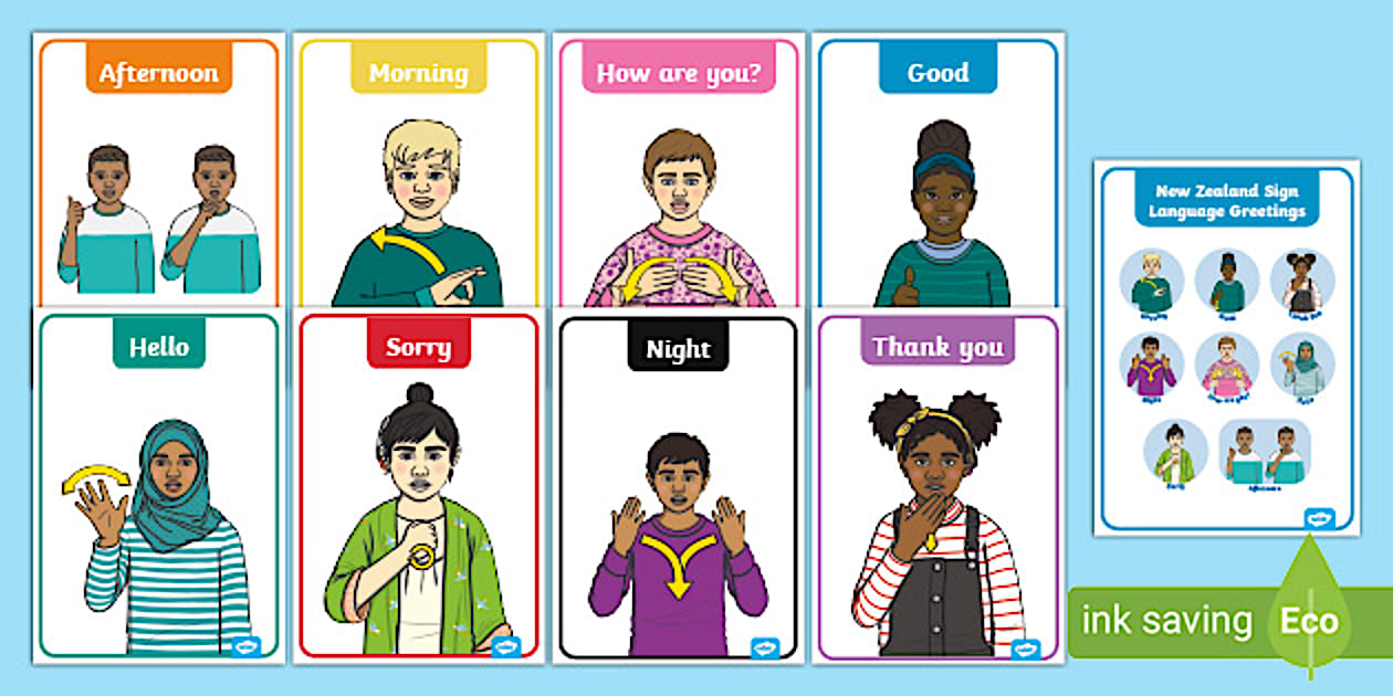 New Zealand Sign Language Greetings Display Posters