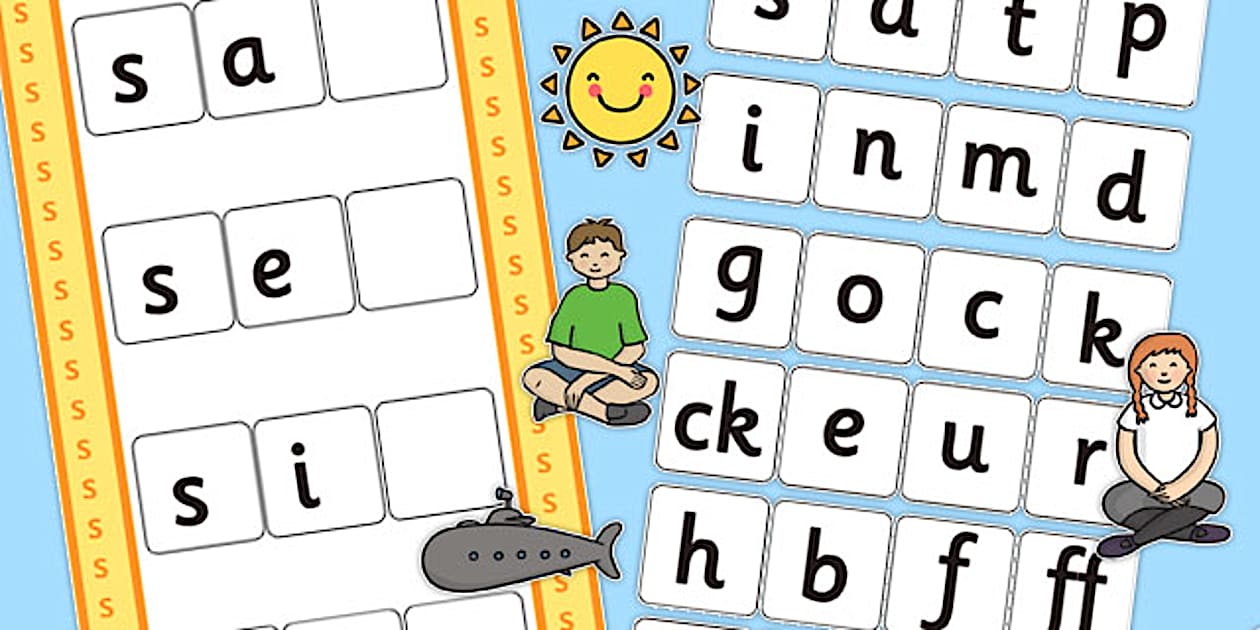 Black and White CVC s Word Activity Including Phase 2 Letters and Sounds