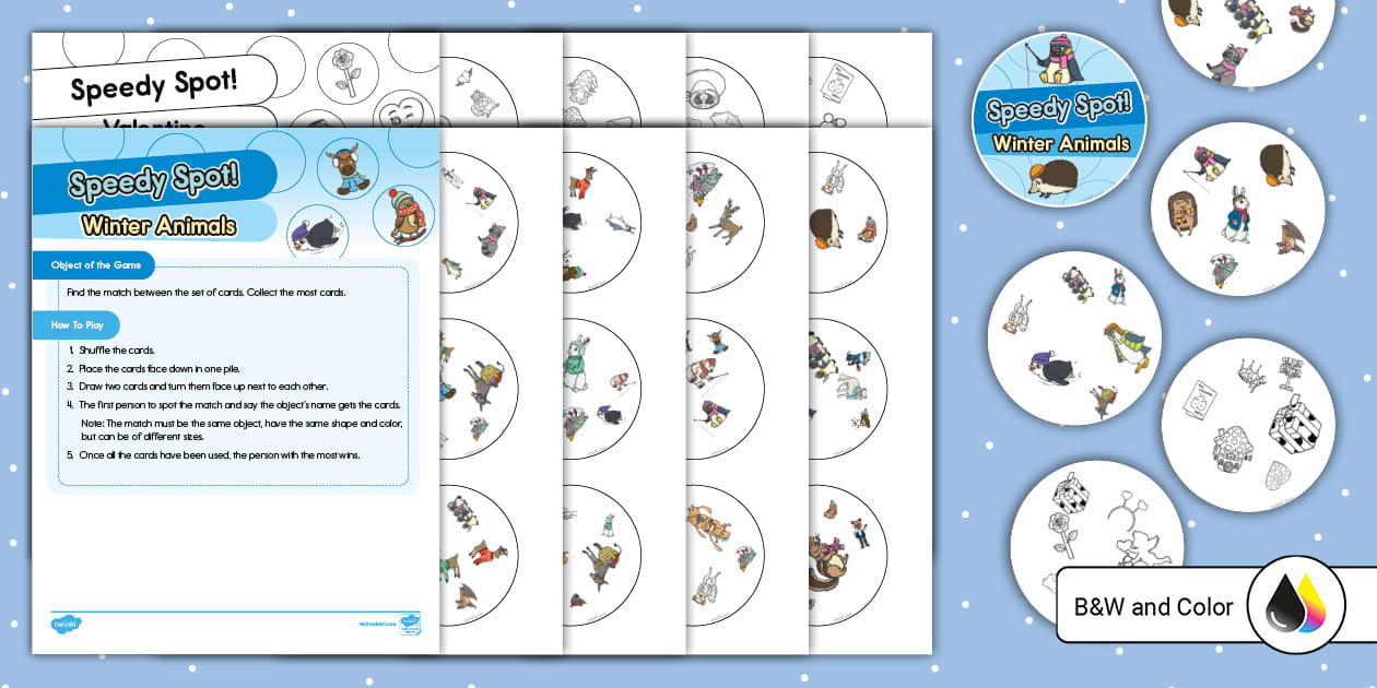 Winter of Speedy Spot! Winter Animals Game (teacher made)