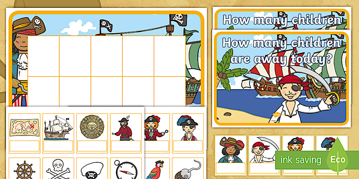 Pirate Editable Self-Registration Ten-Frame Resource Pack