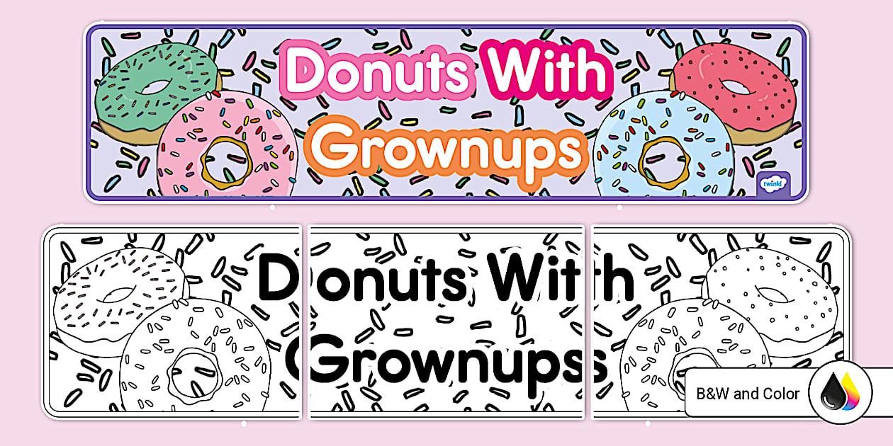 Donuts With Grownups Banner (teacher made) - Twinkl