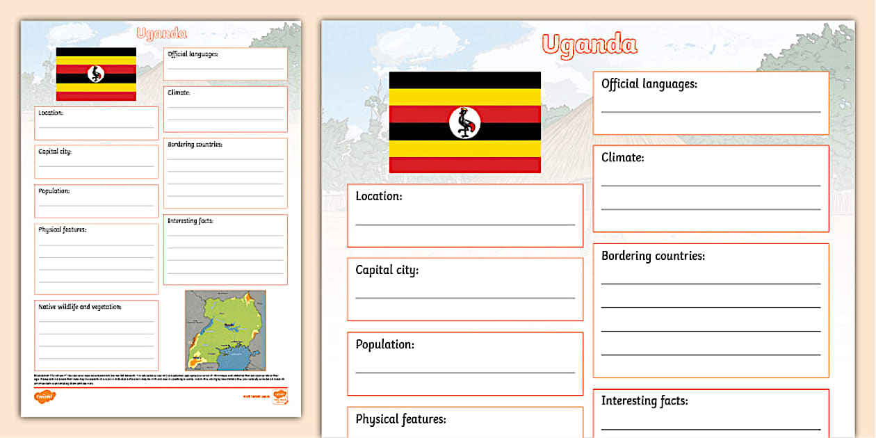 Uganda Fact File Template - Twinkl Geography