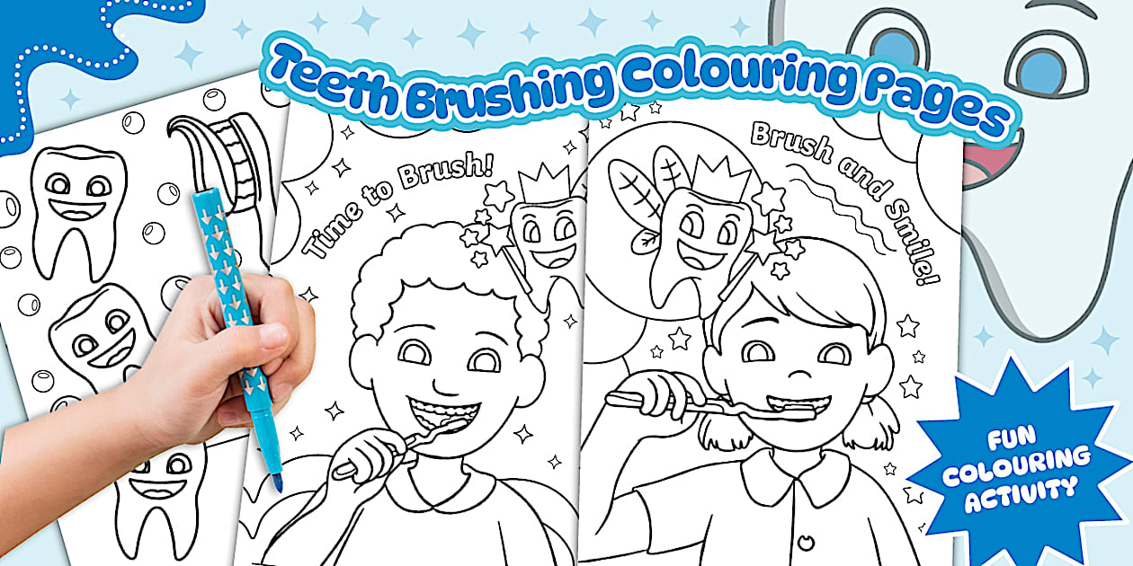 Teeth Brushing Colouring Pages - KS1 - Twinkl