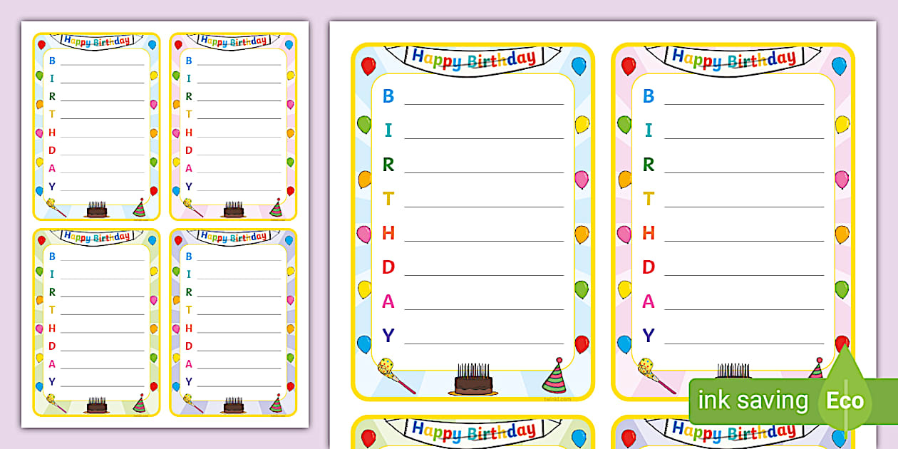 Birthday Card Inserts (teacher made) - Twinkl