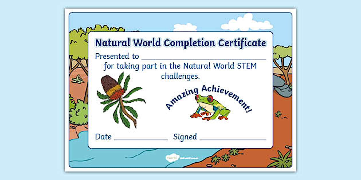 STEM IU Foundation Natural World Completion Certificate