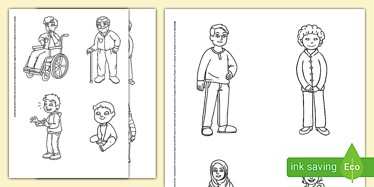 Colouring People Stick Puppets, Role-Play Colouring Activity