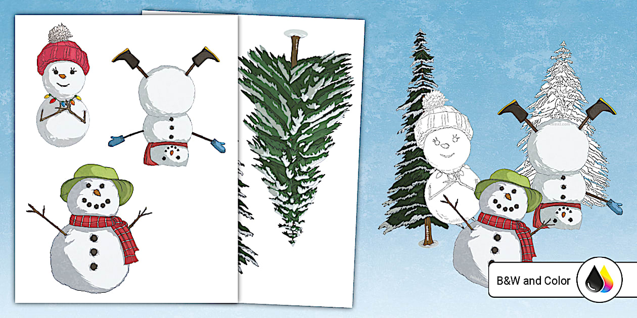 Hello Winter Snowpeople Cutouts (teacher made) - Twinkl