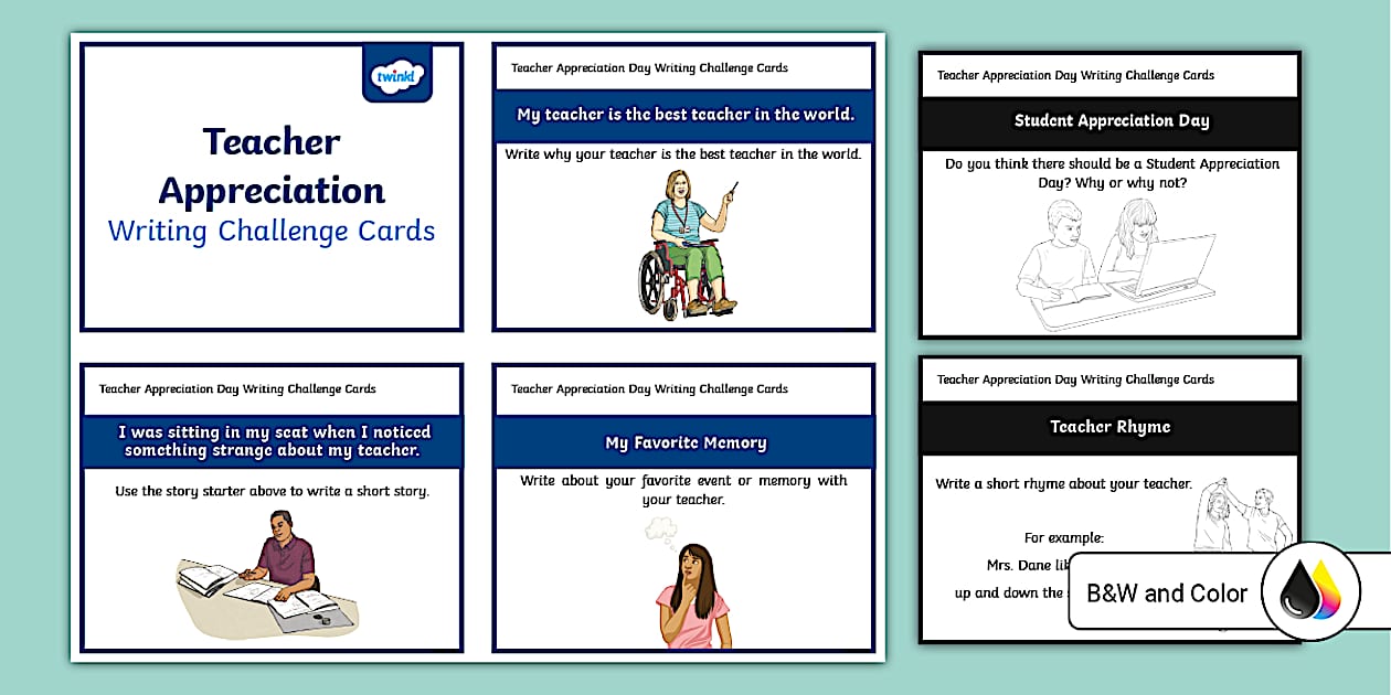 Teacher Appreciation Writing Challenge Cards | Twinkl USA