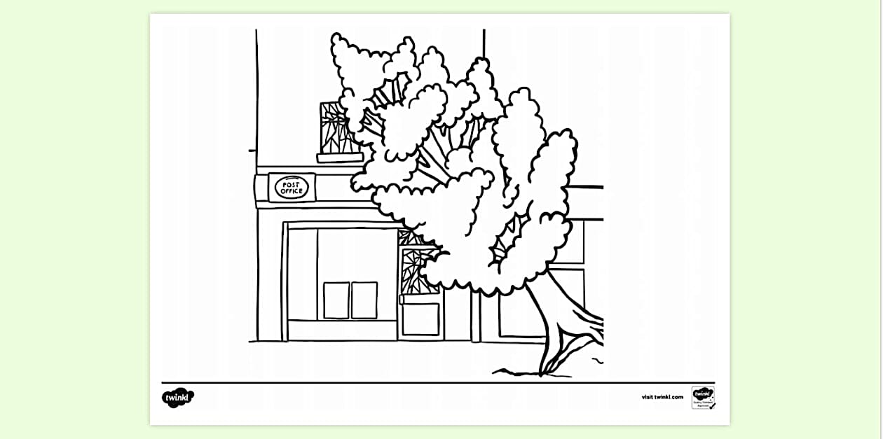 Tree Fallen on Post Office Colouring | Colouring Sheets