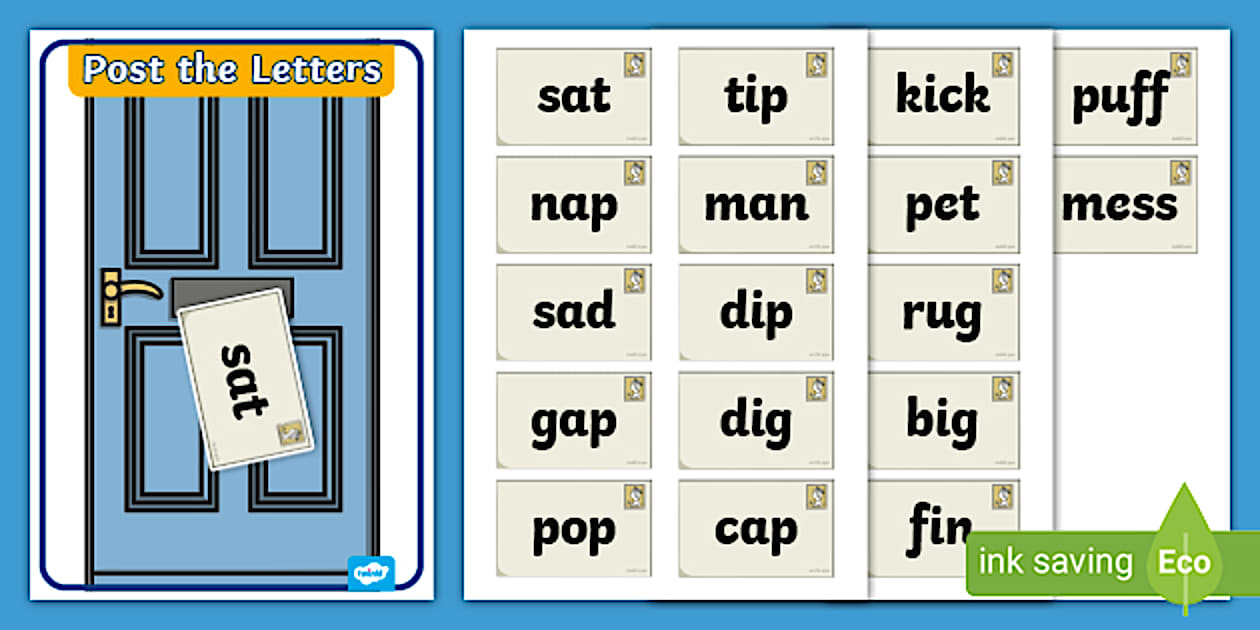 Editable CVC Words Post the Letters Activity (teacher made)