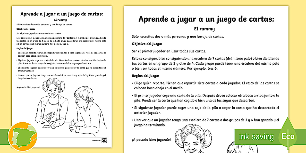 Ficha de actividad: Aprende a jugar a un juego de cartas - El rummy