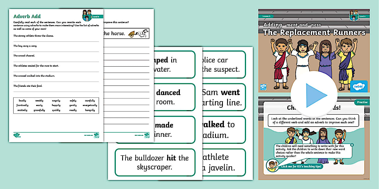 Level 6 Week 24 Lesson 4 - adding -ment and -ness - Twinkl