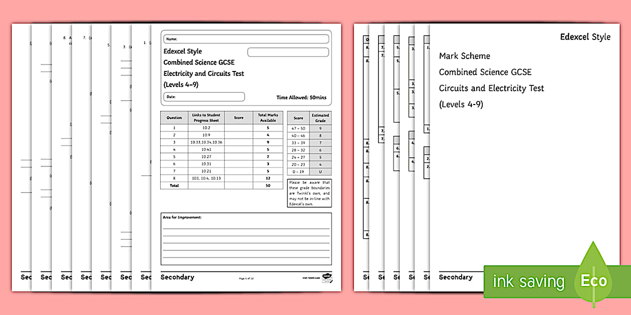 Edexcel-Style GCSE Combined Science Electricity and Circuits Test