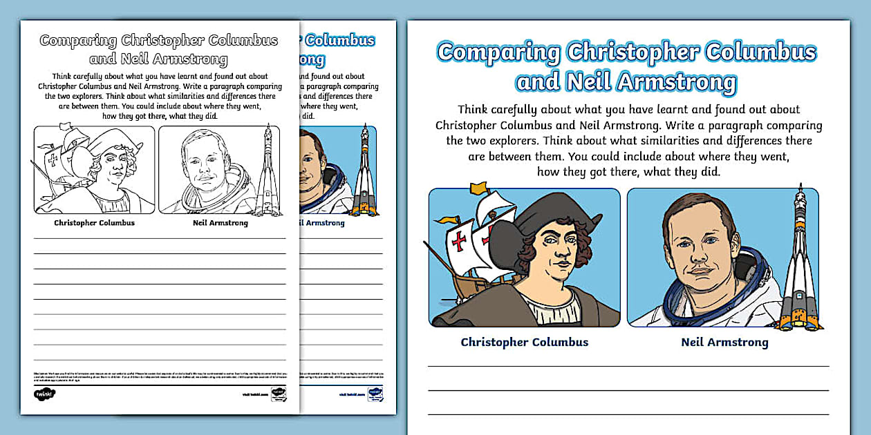 Comparing Christopher Columbus and Neil Armstrong Worksheet