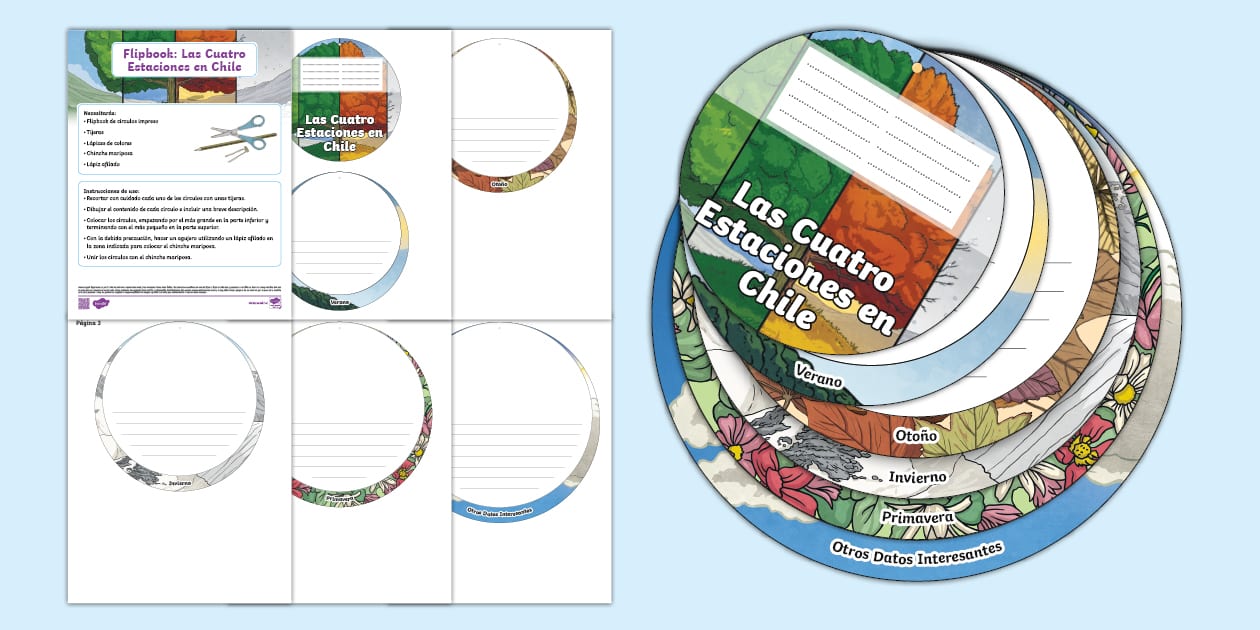 Flipbook: Las Cuatro Estaciones en Chile (teacher made)