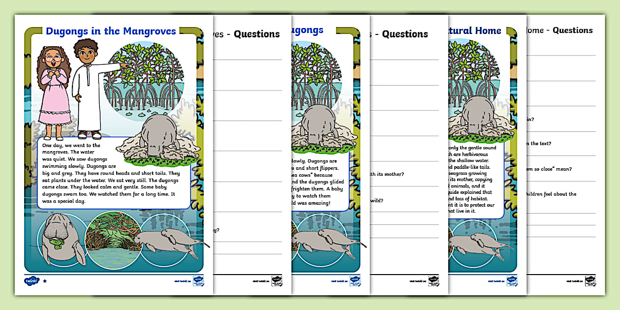 Dugongs in the Mangroves KS1 Reading Comprehension
