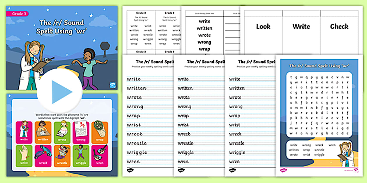 Grade 3 English Phonics wr- Spelling Pack (CAPS Aligned)