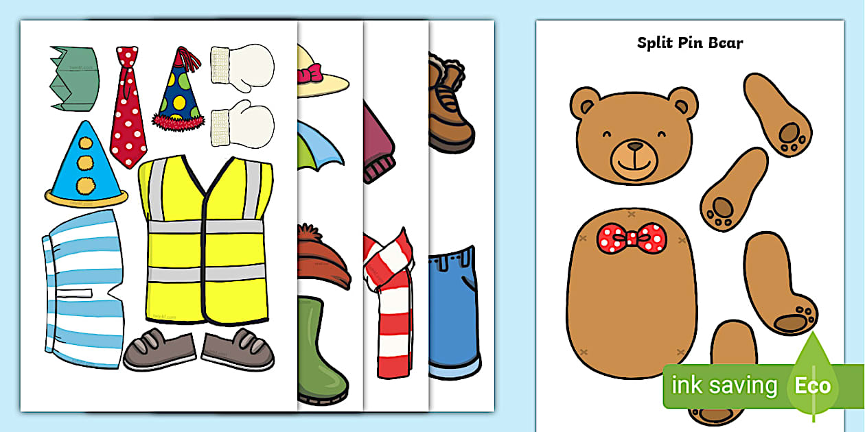 Split Pin Bear Activity - Twinkl