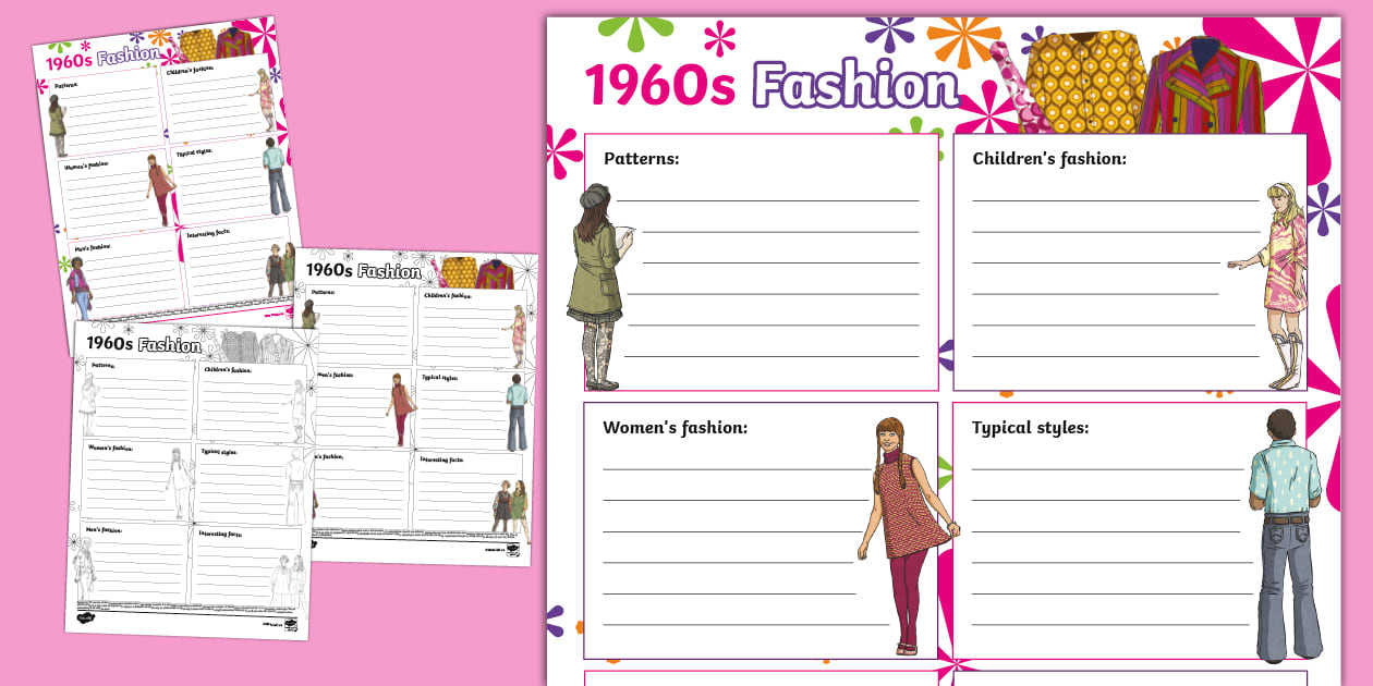 1960s Fashion Fact File Template (teacher made) - Twinkl