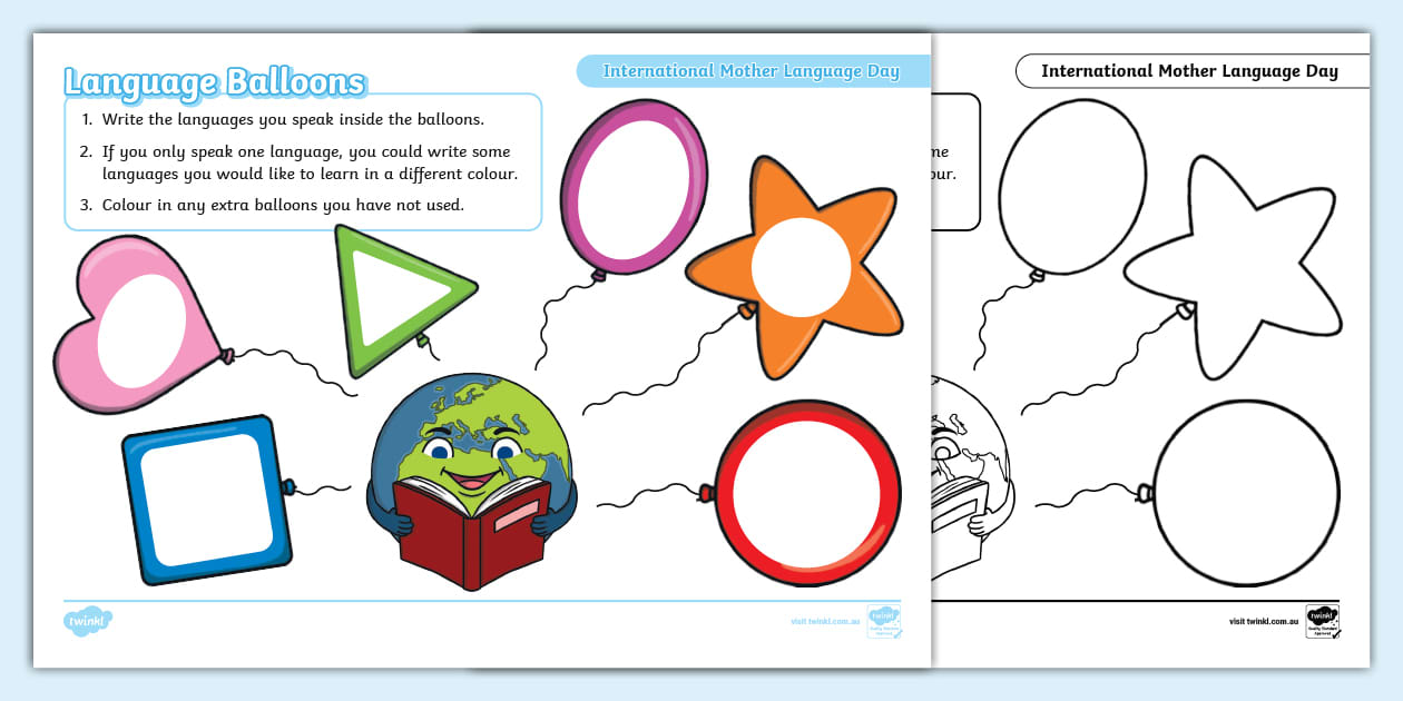 International Mother Language Day Language Balloons - Twinkl