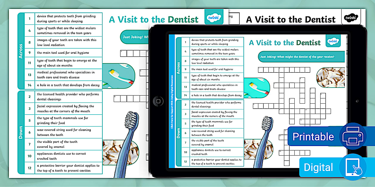Dental Health Month: A Visit to the Dentist Crossword Activity ...