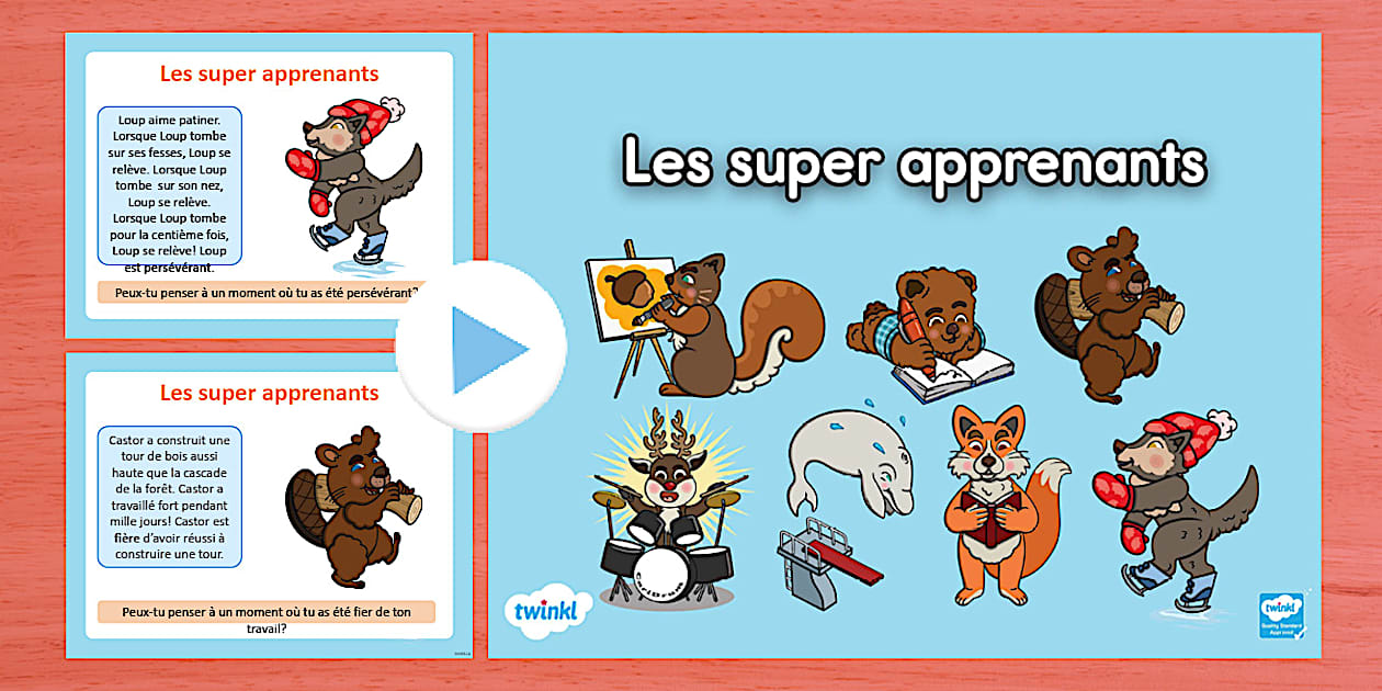 Growth Mindset French Canadian Animals PowerPoint - Twinkl